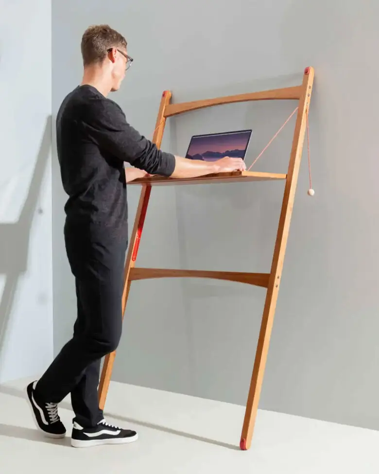 Leandesk Bamboo Folding Sit-Stand Desk – Compact Standing Desk, Space ...